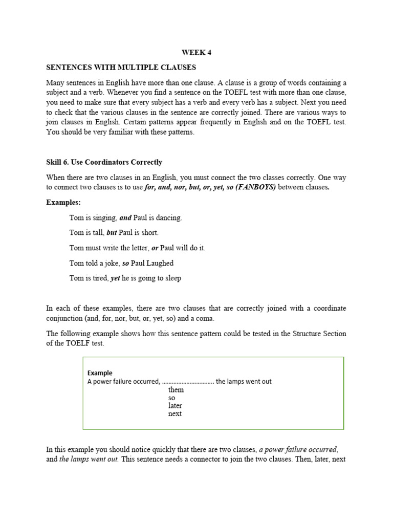 Week 4 - Structure Skill 6-8 | PDF