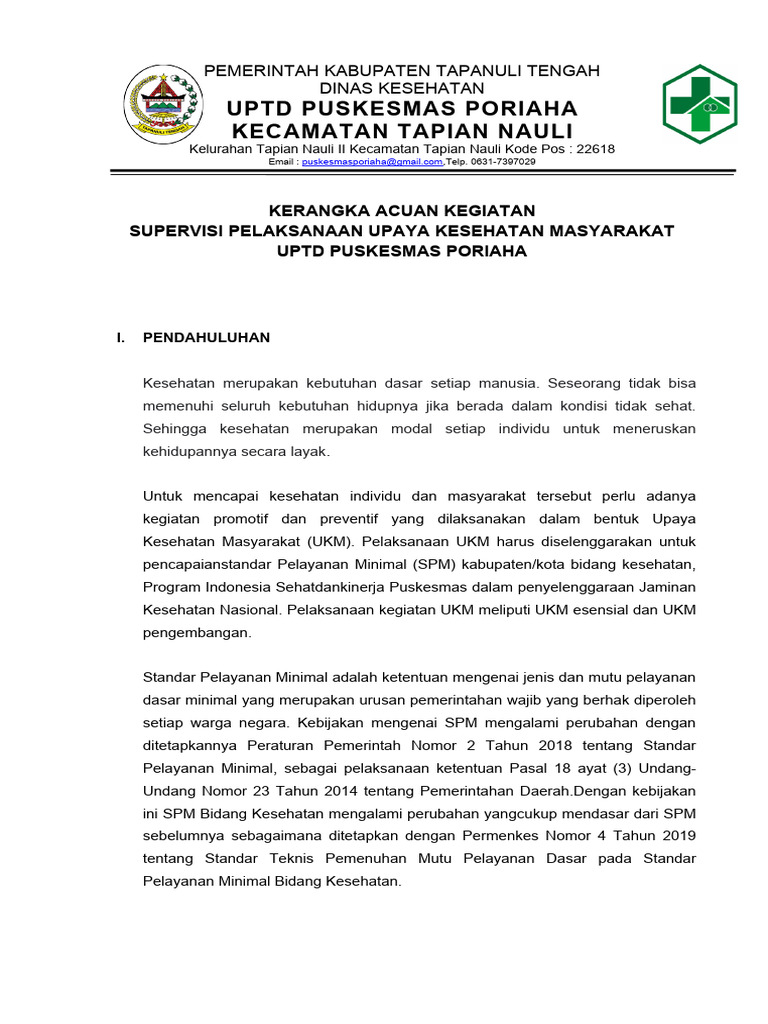 2.8.1 Ep 1 Kak Supervisi Pelaksanaan Ukm Fix Stempel | PDF