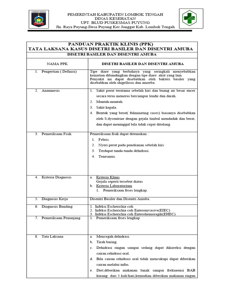 PPK Disentri Basiler Dan Amoeba | PDF | Pengembangan Diri | Kesehatan ...