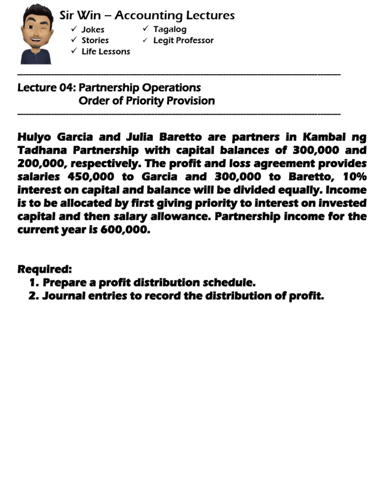 10 Lec 04 Partnership Operations Order of Priority | PDF
