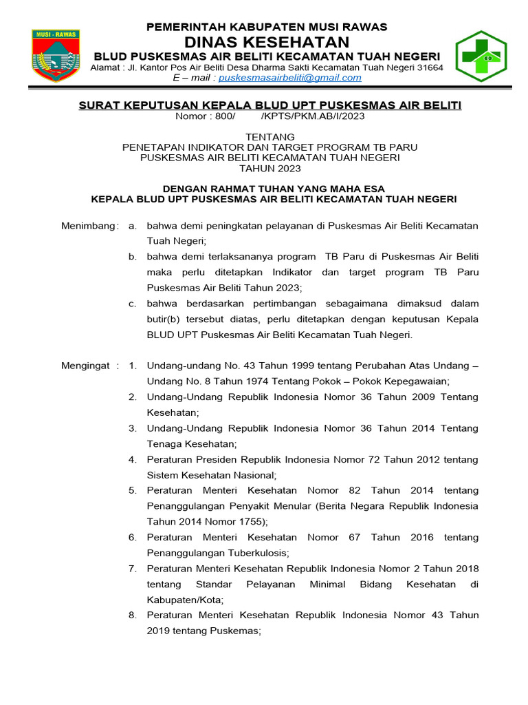 4.4.1.a SK Indikator TB PARU | PDF