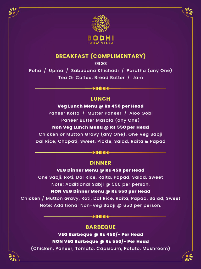 Bodhi Menu Card | PDF