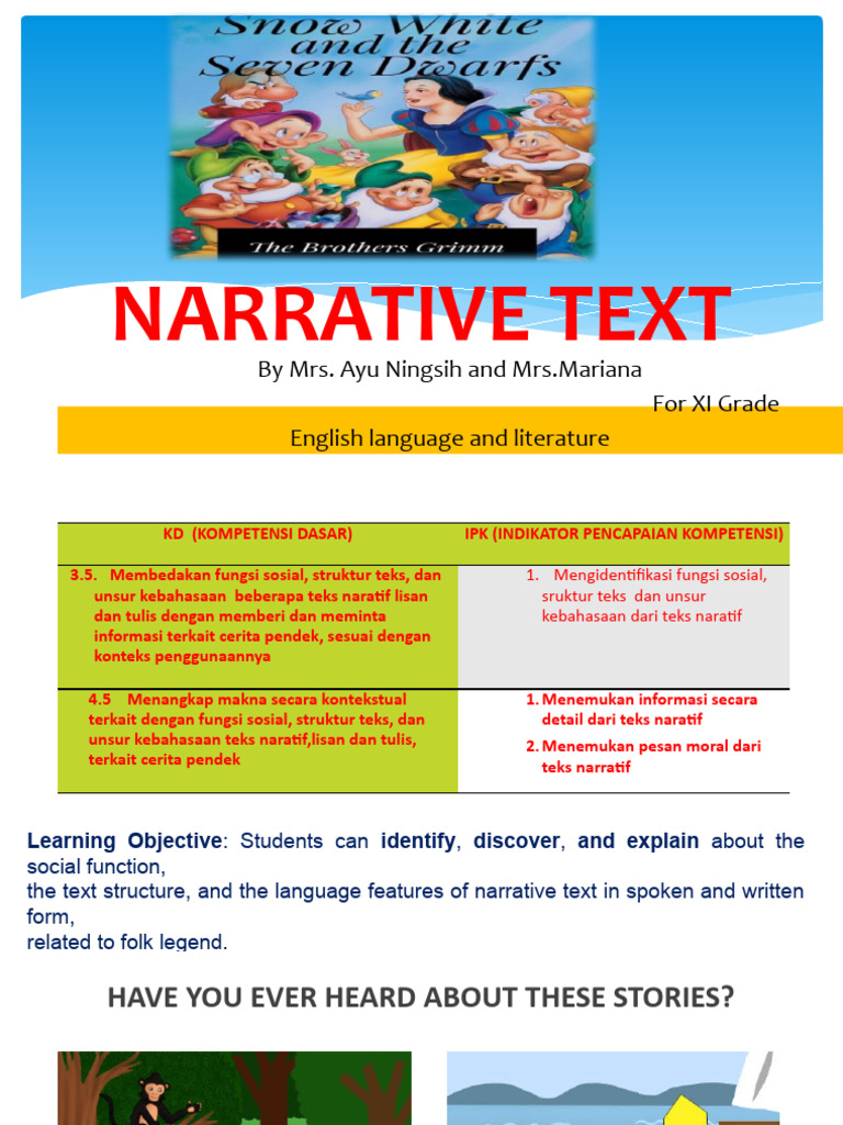 Narrative Text Structure and Features | PDF | Oral Tradition | Storytelling