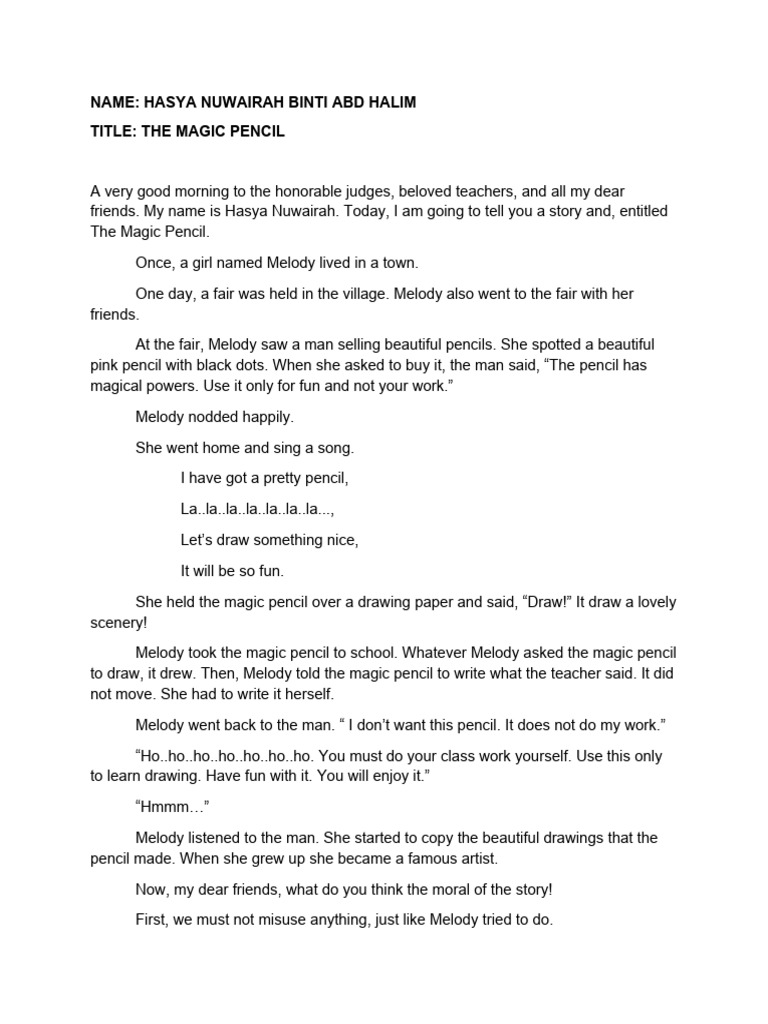The Magic Pencil Story Summary | PDF