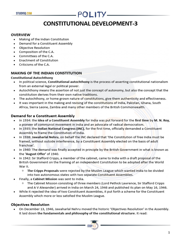 Handmade Notes Polity 1st | PDF | Government