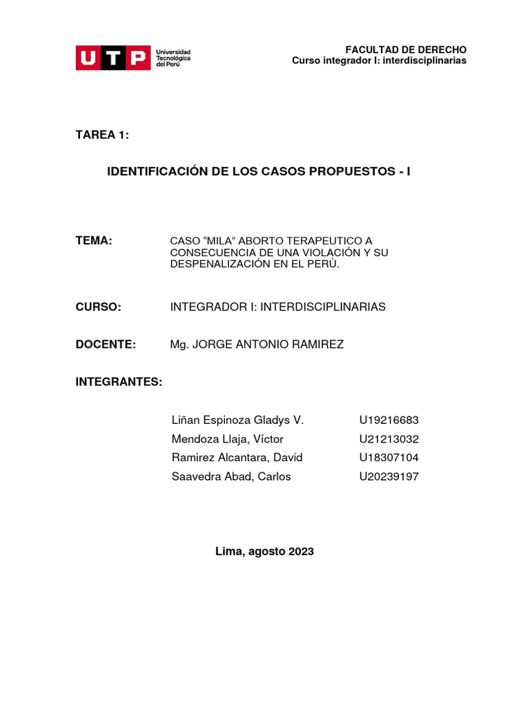 Tarea1 Utp | PDF | Violación | Aborto