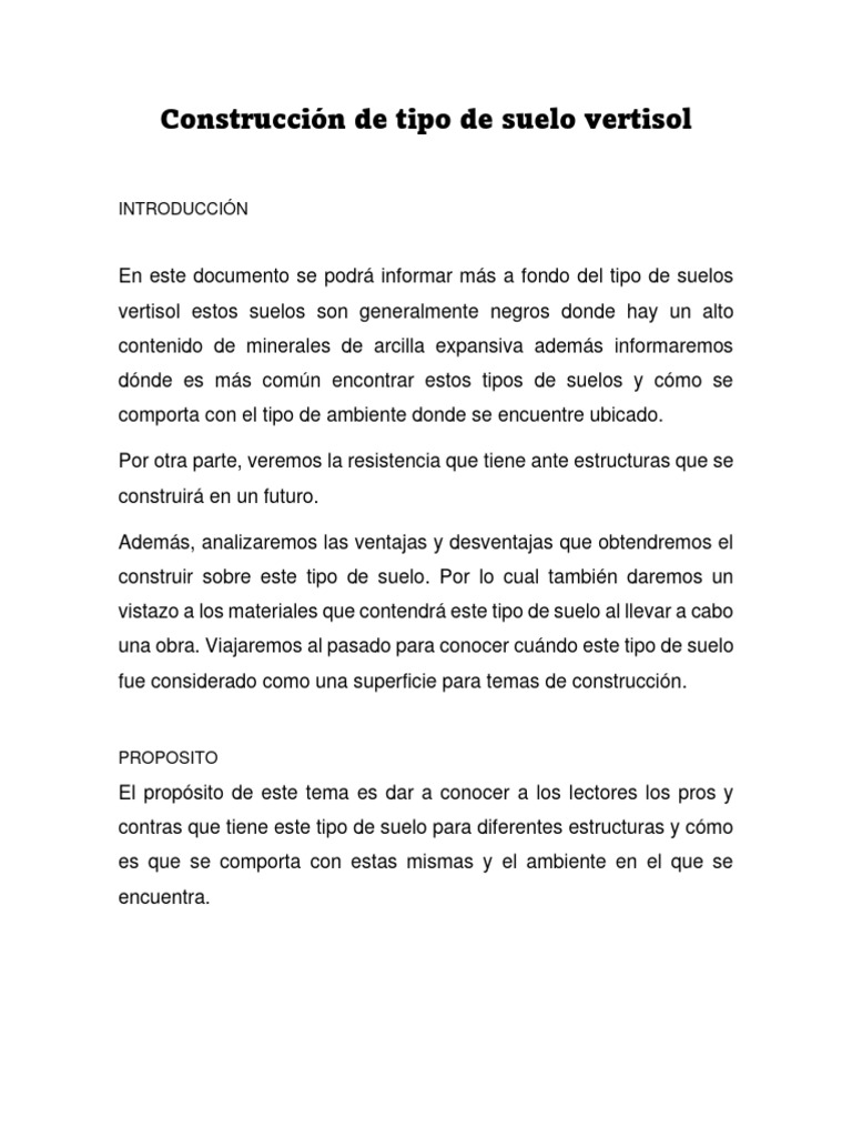 Construcción de Tipo de Suelo Vertisol | PDF