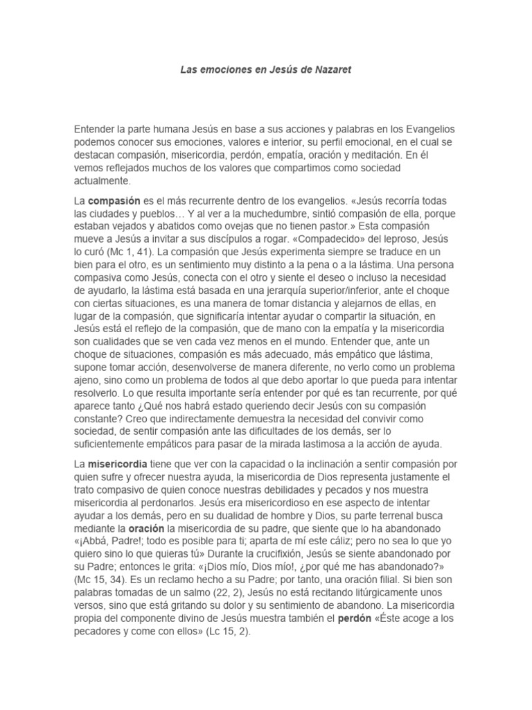 Emociones En Jesús De Nazaret Pdf