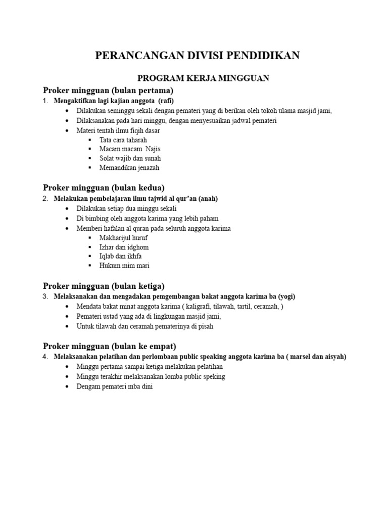 Perancangan Divisi Pendidikan | PDF
