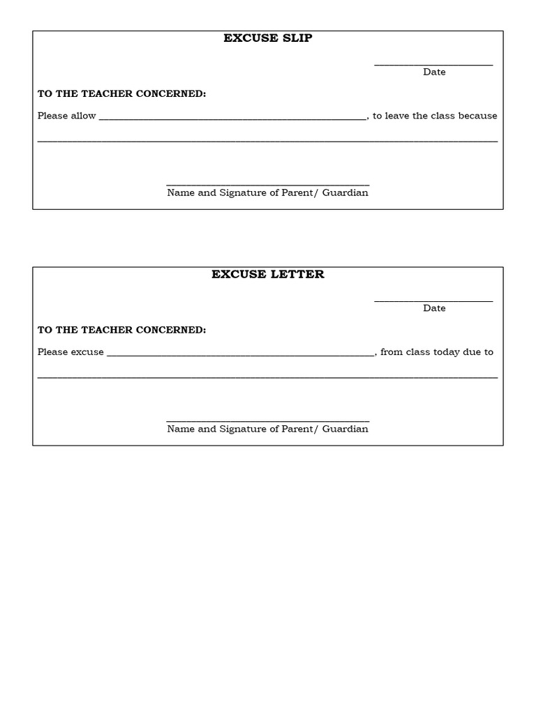 Badas Excuse Letter and Slip | PDF