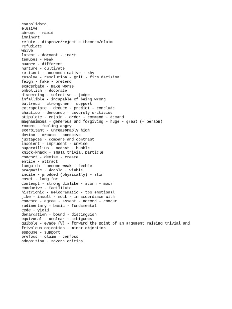 Vocabulary List For DSAT | PDF