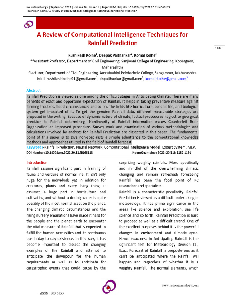 A Review of Computational Intelligence Techniques For Rainfall ...