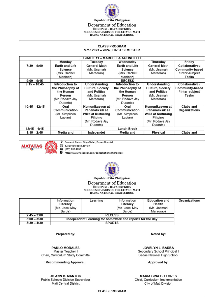 Class Program Download Free Pdf Academic Term