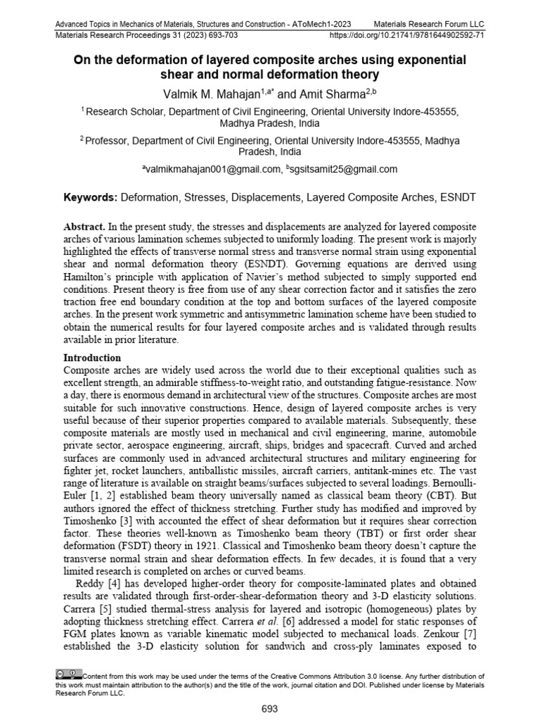 On The Deformation of Layered Composite Arches Using Exponential Shear and Normal Deformation ...