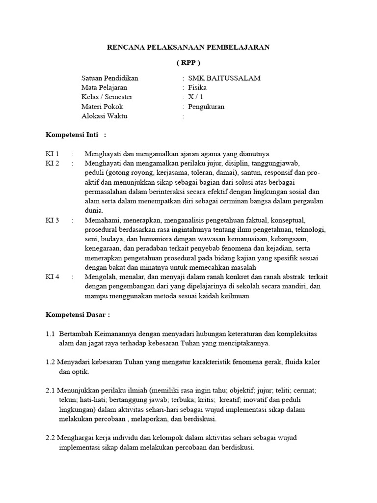 RPP Pengukuran | PDF