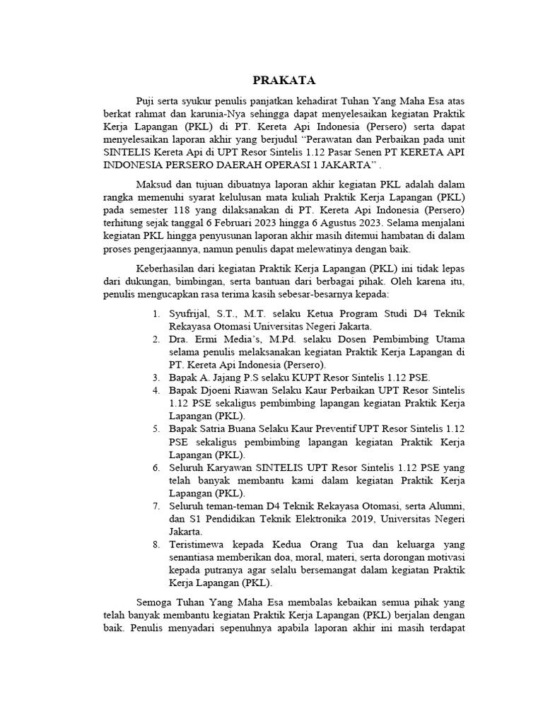 Perawatan SINTELIS Kereta Api PKL 2023 | PDF | Karier & Perkembangan ...