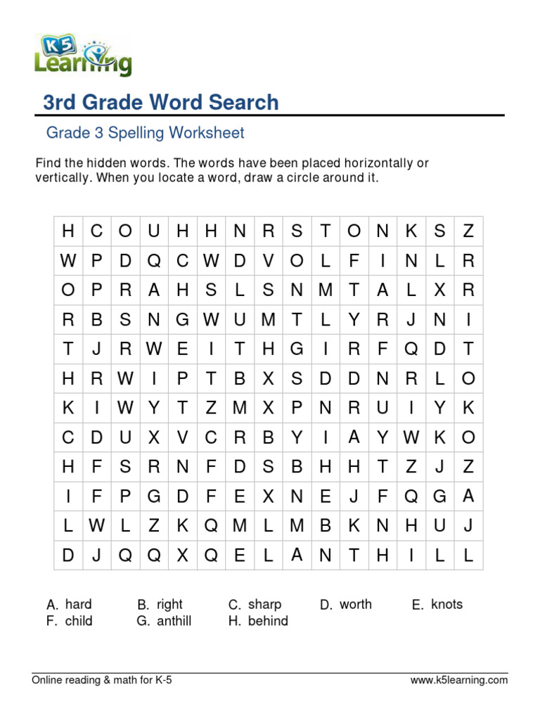 Grade 3 Word Search 4 | PDF