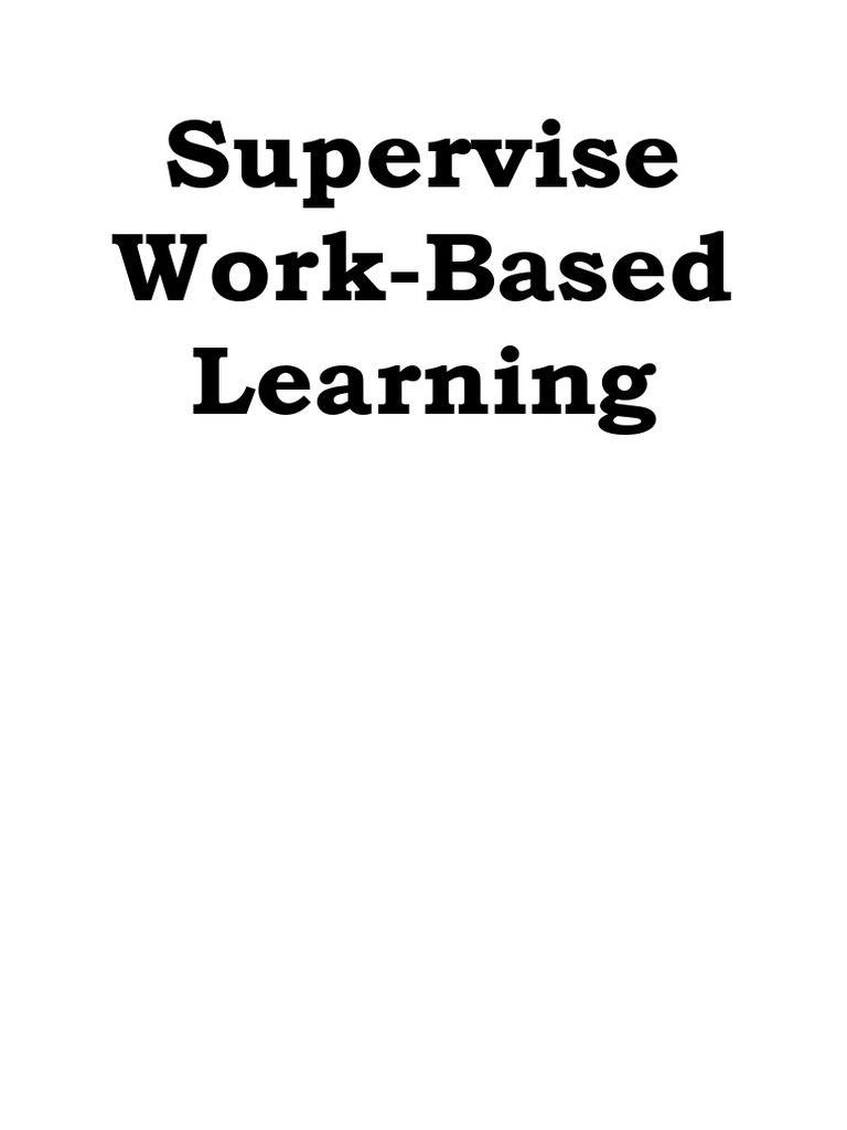 Supervise Work Based Training (FINAL) | PDF | Laundry | Occupational ...
