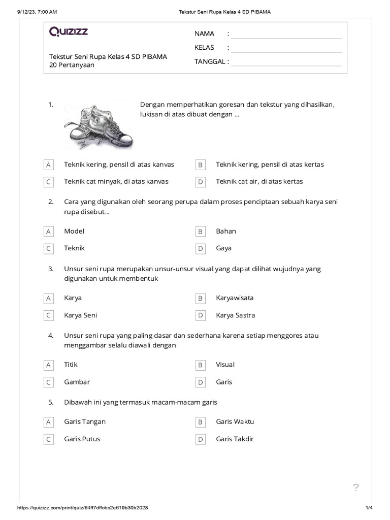 Tekstur Seni Rupa Kelas 4 Sd Pibama Pdf