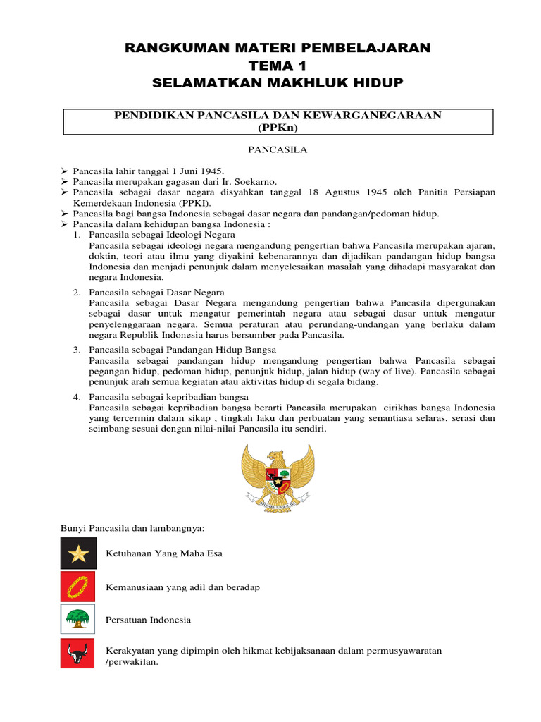 Rangk Materi Tema 1 | PDF | Sains & Matematika