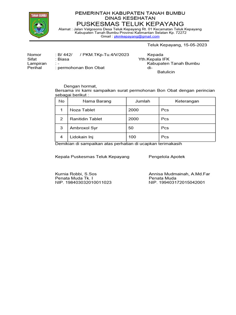 SURAT PERMINTAAN OBAT Ok | PDF