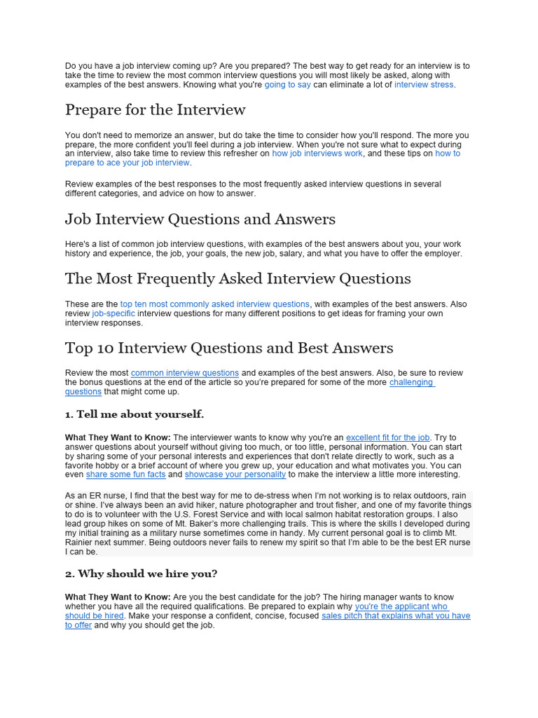 Do You Have A Job Interview Coming Up | PDF | Cost Of Living | Job ...
