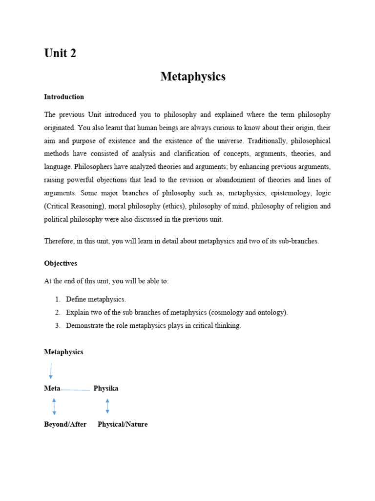Understanding Metaphysics and Its Branches | PDF | Metaphysics | Reality