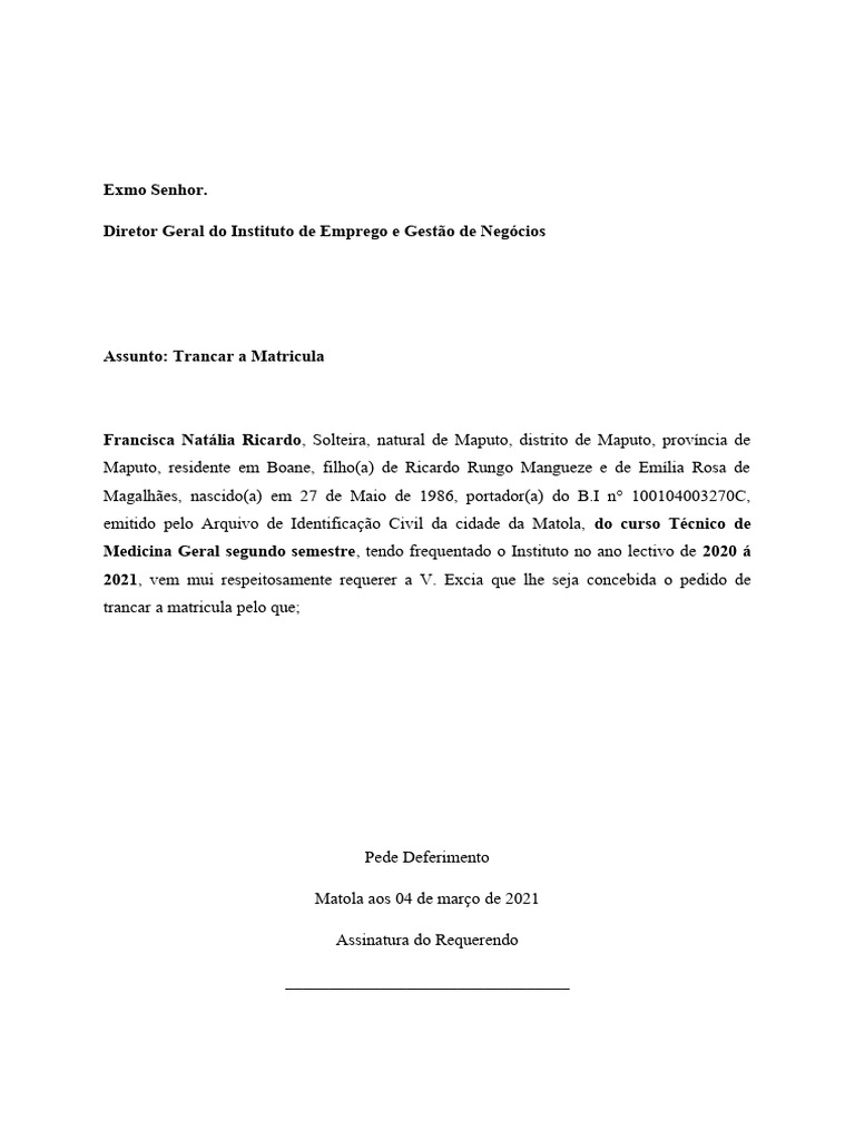 Exmo Senhor | PDF | Carreira e Crescimento | Finanças e Administração ...