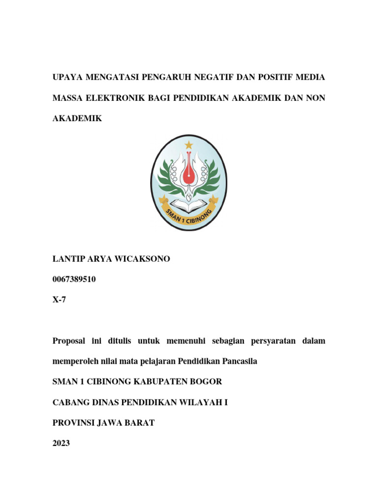Proposal Ppkn. Upaya Mengatasi Pengaruh Media Masa Elektronik Tehadap Pendidikan 2023 Sudah ...