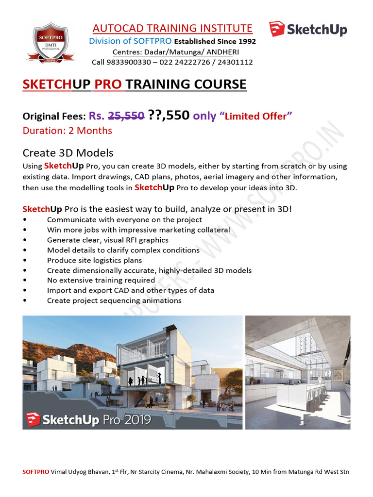 SketchUp Pro Training Course Overview | PDF | 3 D Computer Graphics ...