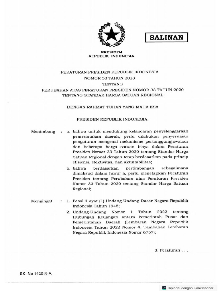 Perpres No. 53 THN 2023 TTG Perubahan Atas Perpres No. 33 THN 2020 TTG ... Perpres No. 53 THN 2023 TTG Perubahan Atas Perpres No. 33 THN 2020 TTG ...