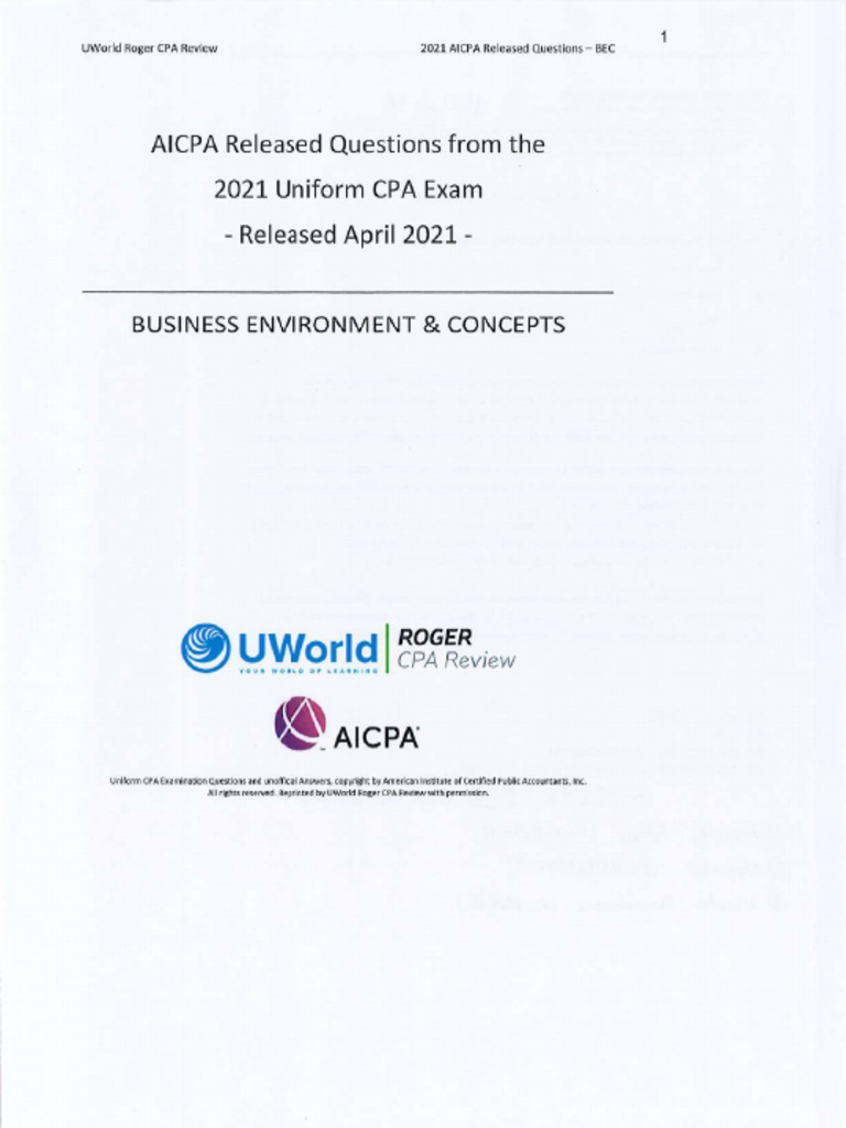 2021 AIPCA Released Questions For BEC | PDF