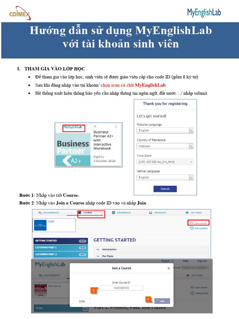HƯỚNG DẪN SỬ DỤNG MyEnglishLab Guide for students | PDF