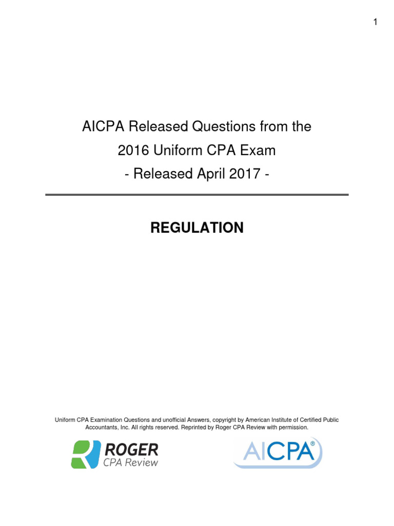 2016 AICPA Released Questions REG | PDF | Certified Public Accountant | S Corporation
