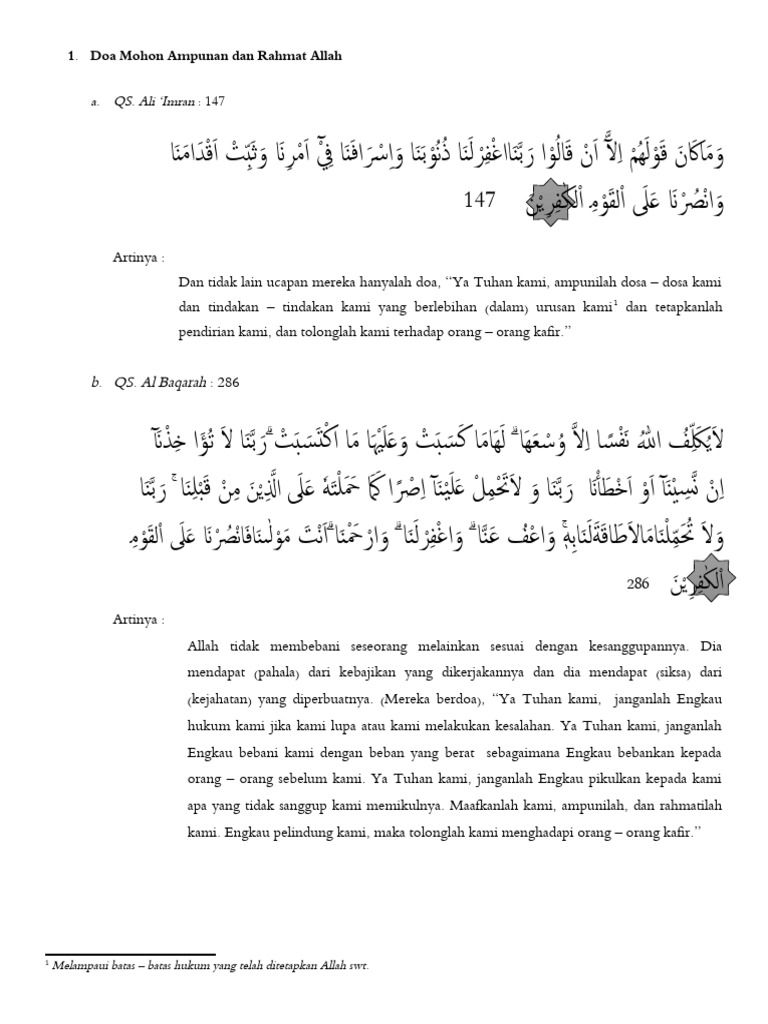 Doa Mohon Ampunan Dan Rahmat Allah | PDF