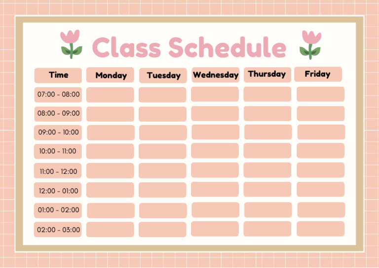 Weekly Class Schedule Template | PDF