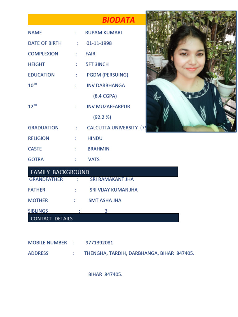 Biodata: Family Background | PDF
