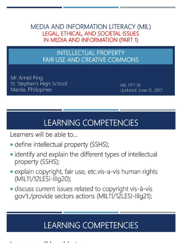 Media and Information Literacy Mil Legal Ethical and Societal Issues in ...