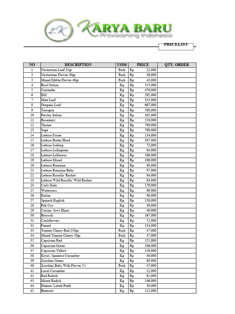 Price List CV KB Organics | PDF | Cheese | Yogurt