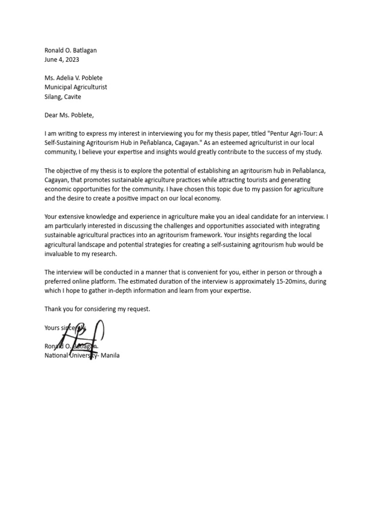 Letter For Local Agriculturist | PDF