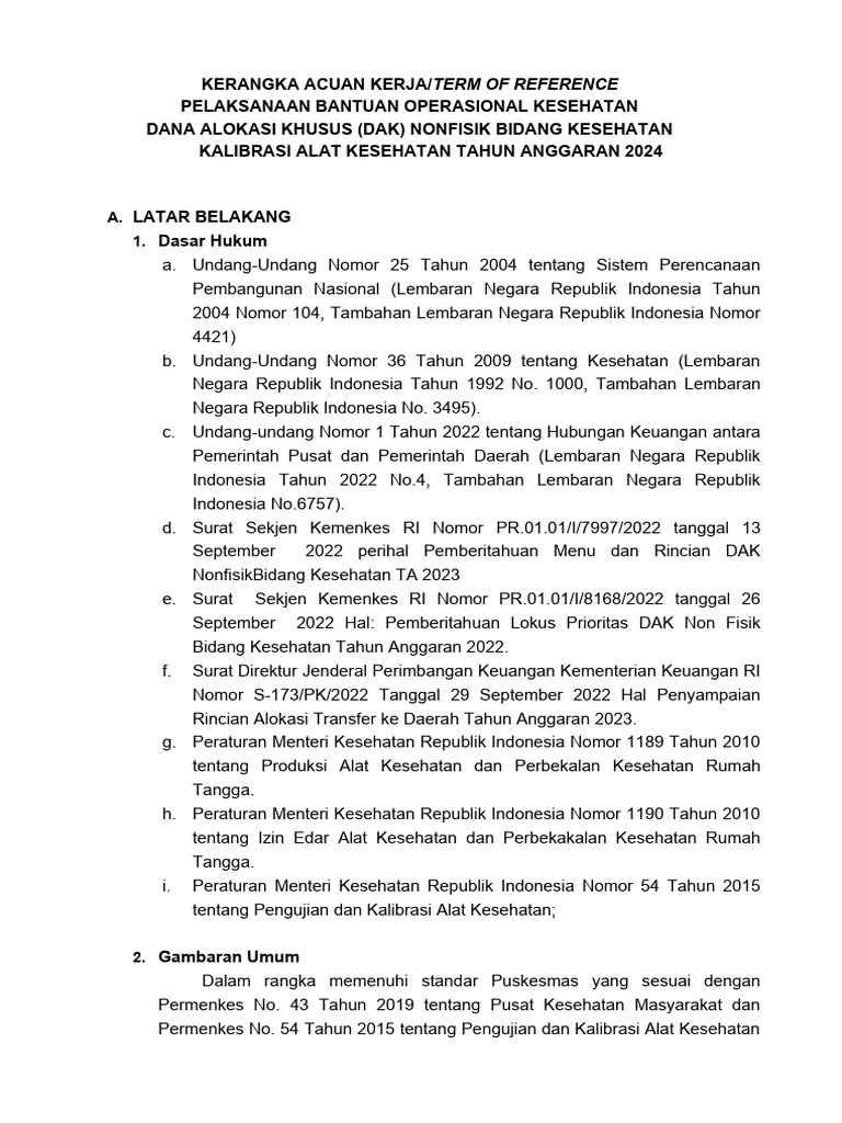 Kak Kalibrasi Tahun 2024 | PDF