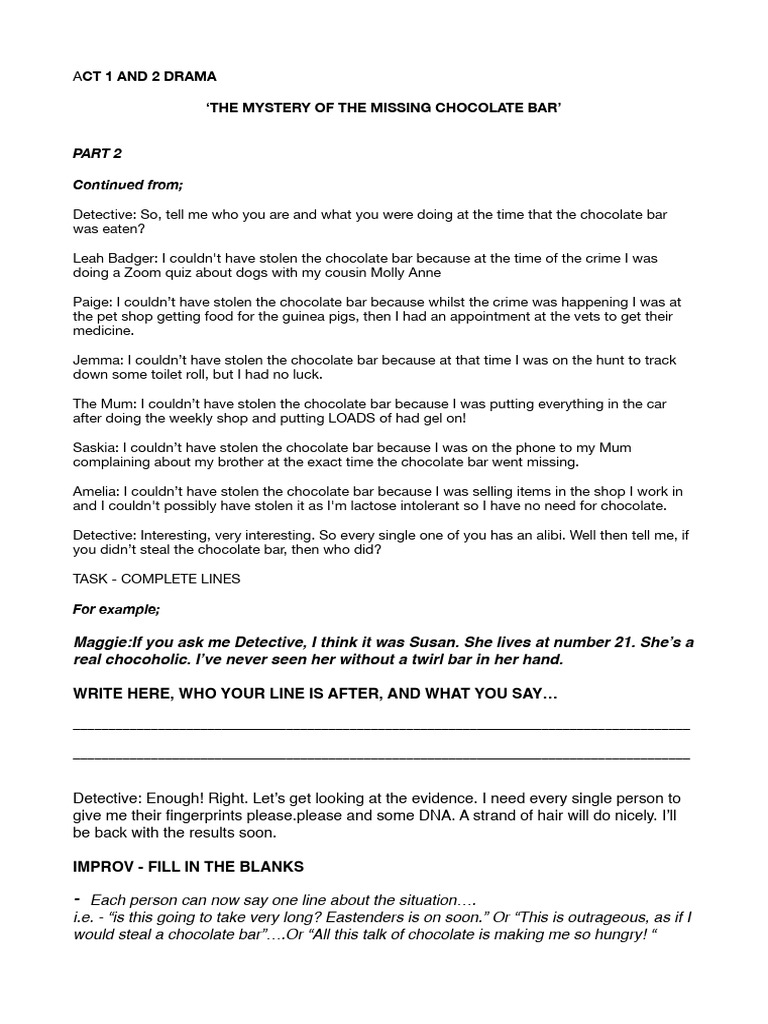 Missing Chocolate Bar Script | PDF