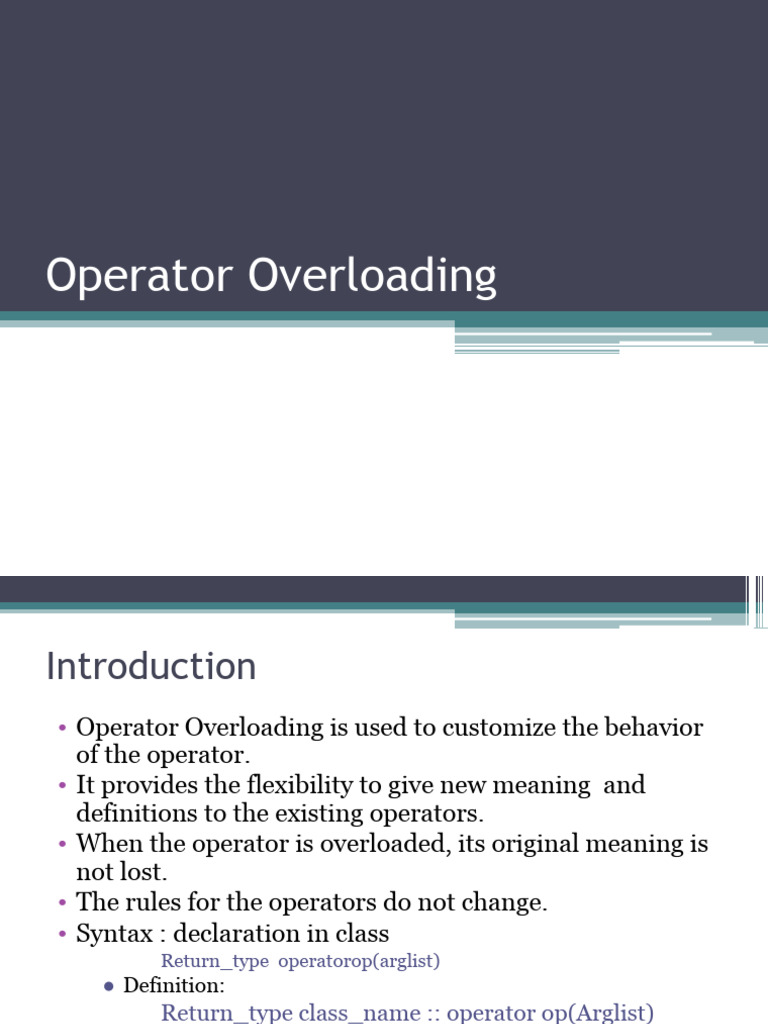 Operator Overlosding | PDF | Method (Computer Programming) | Computing Operator Overlosding | PDF | Method (Computer Programming) | Computing