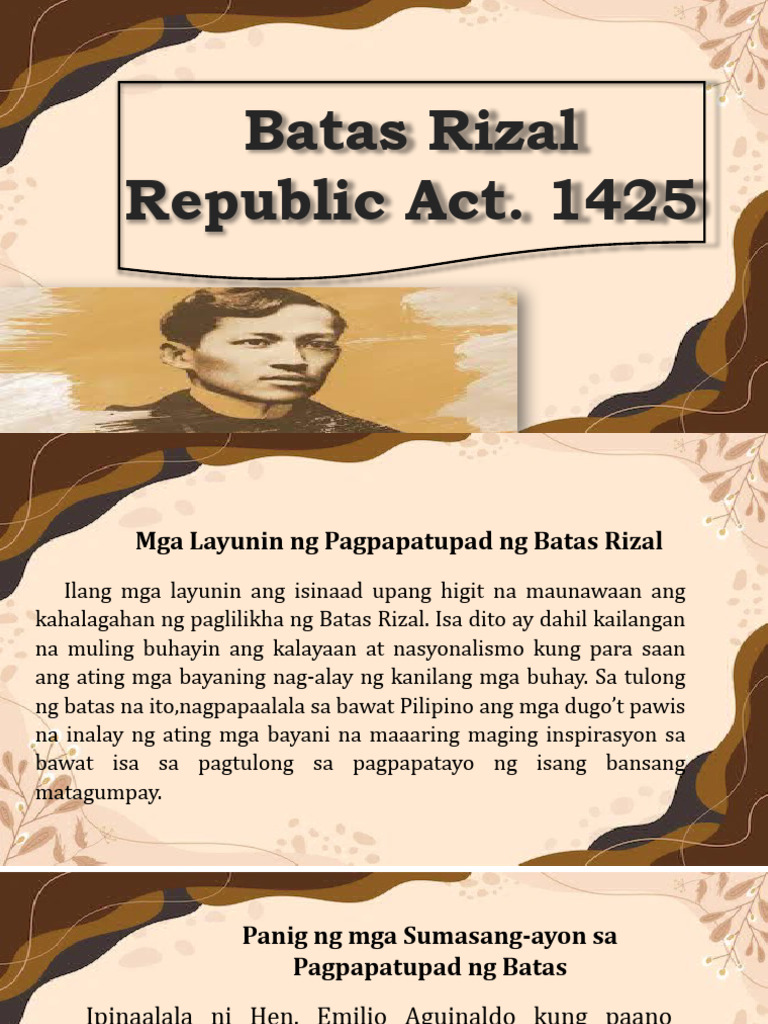 Aralin 1 Batas Rizal R.A. 1425 | PDF
