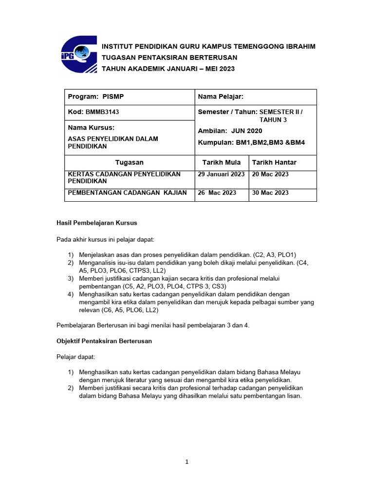 ST BMMB3143 JUN 2023 (PB Pelajar) | PDF | Seni