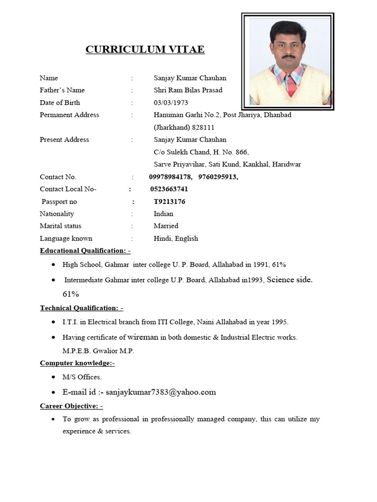 Sanjay CV (New) - 7 | PDF | Electricity | Mechanical Engineering