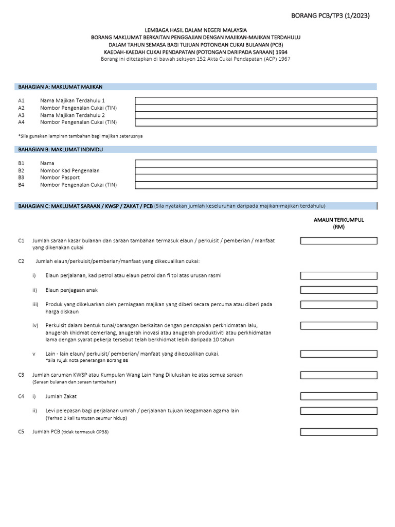 Borang TP 3 2023 | PDF