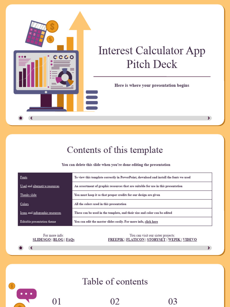 Interest Calculator App Pitch Deck by Slidesgo | PDF