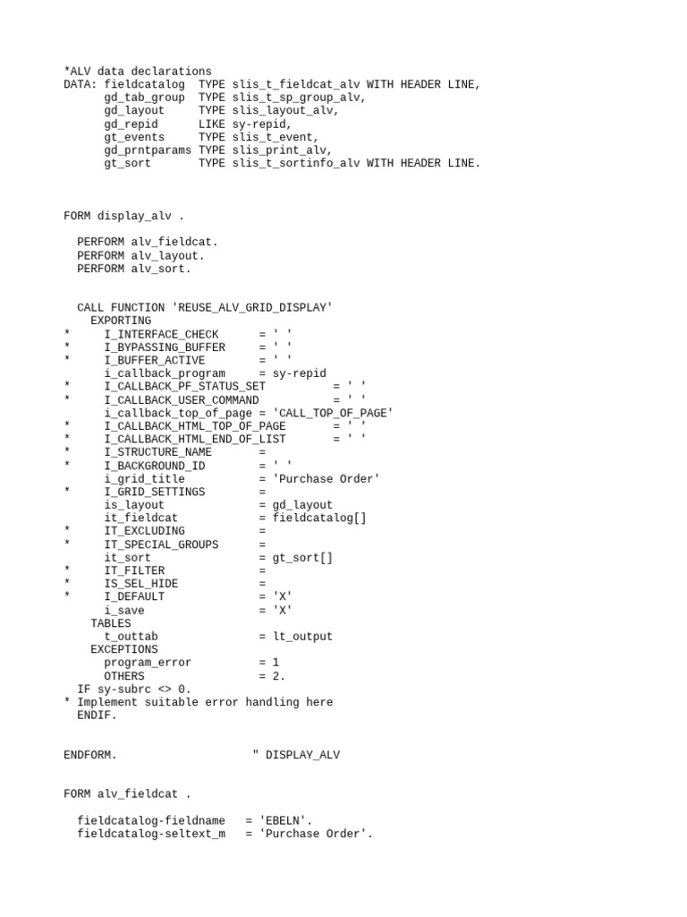 ALV Sap Report | PDF | Computing | Computer Programming