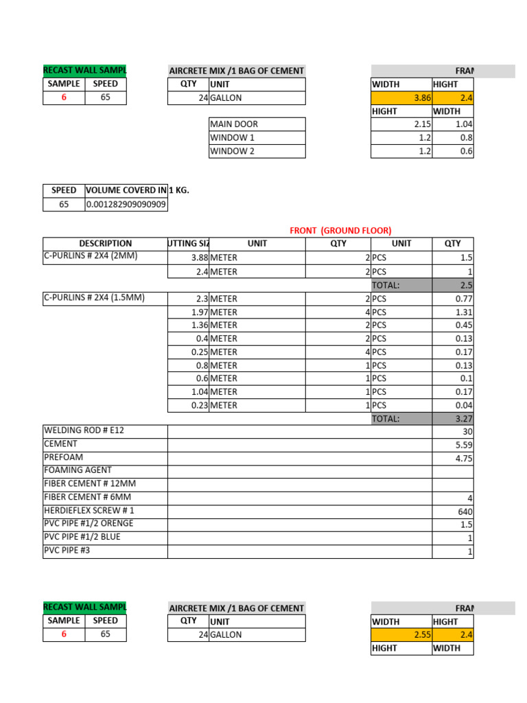 Precast Material Costing | PDF | Pipe (Fluid Conveyance) | Industrial Processes